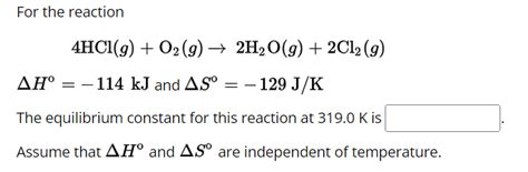 Solved For The Reaction Chegg