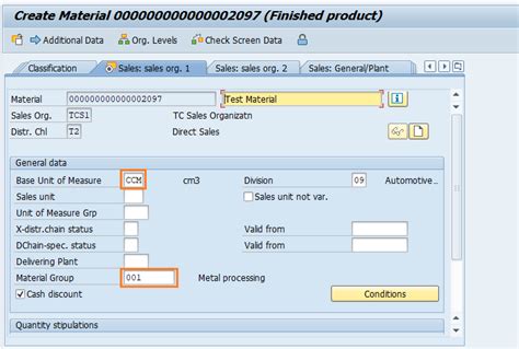 SAP SD Create Material Master Data