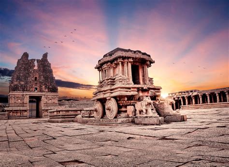 무료 이미지 건축물 험피 일몰 고고학 유적지 Hindu Monuments Bibliography 카르 나 타카