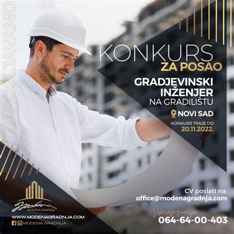 Zapo Ljavamo Konkurs Za Posao Gradjevinskog In Enjera Modena Gradnja