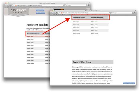 Persistent Headers Css Tricks