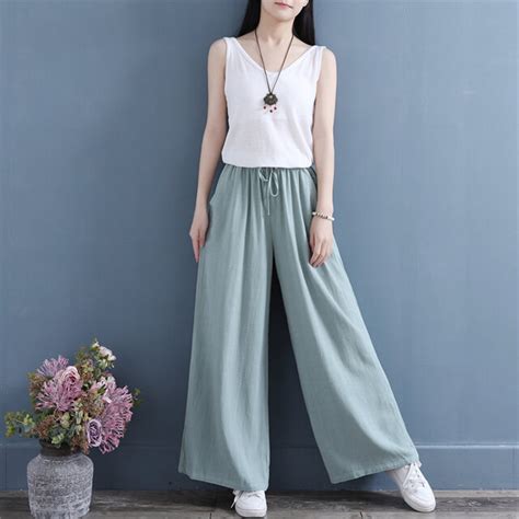 リラックスストレートレディース綿麻パンツ iichi 日々の暮らしを心地よくするハンドメイドやアンティークのマーケットプレイス