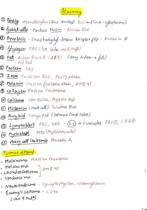 Staining And Markers In Pathology Short Notes