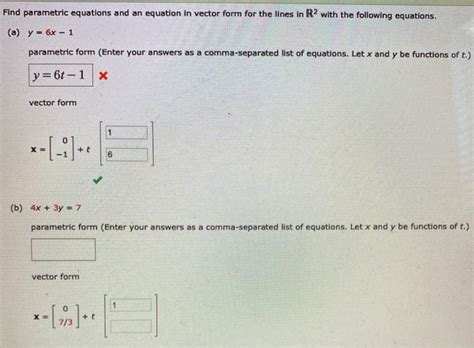 Solved Find Parametric Equations And An Equation In Vector