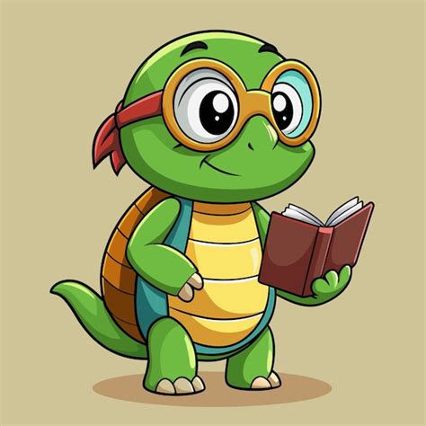 El dibujo vectorial de dibujos animados académicos de la tortuga linda