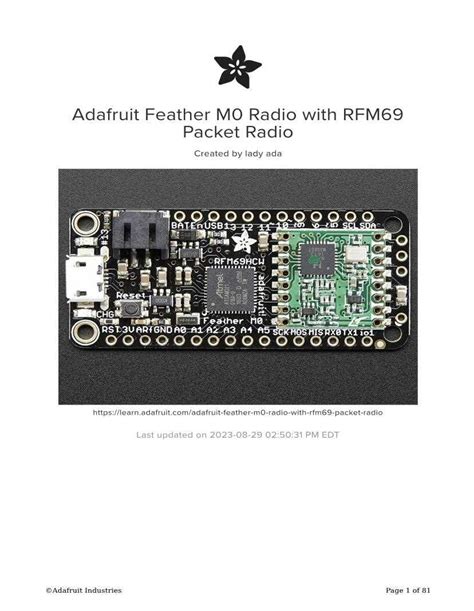 Rfm69 Arduino Pinout Guide