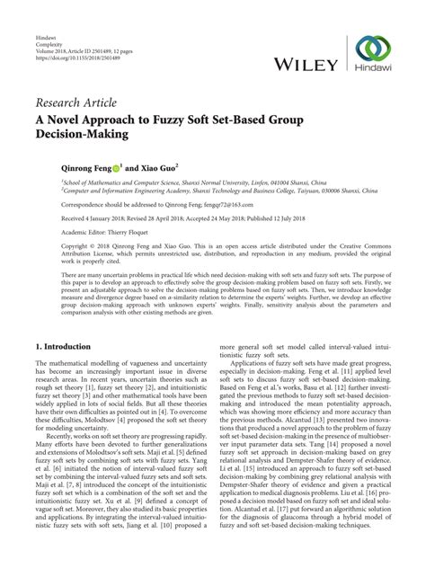 Pdf A Novel Approach To Fuzzy Soft Set Based Group Decision Making