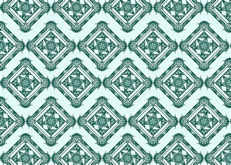 Quartet Continuous Tiling Elegant Retro Pattern Green Background Green