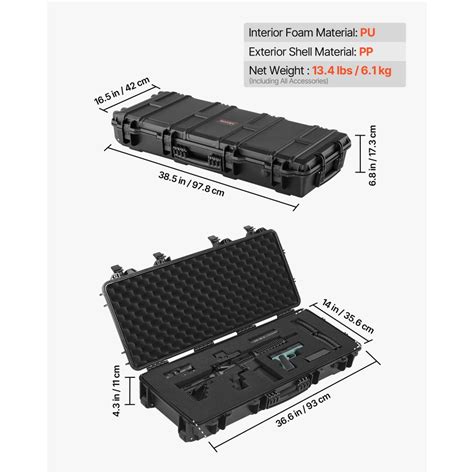 Vevor Lockable Hard Rifle Case 36 In Ip67 4 Layer Foam