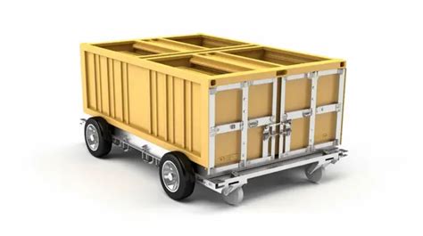 3d Illustration Of Isolated Cargo Box With Wheel On White Background