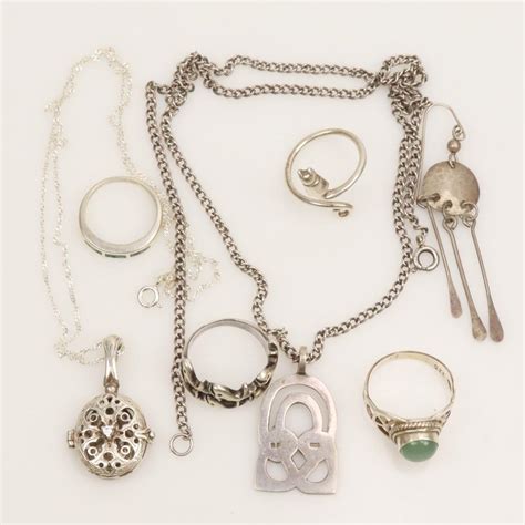 Silver Jewelry 9 Pieces Property Room