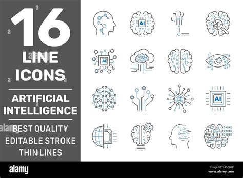 Artificial Intelligence Icons Set Outline Set Of Artificial Intelligence Vector Icons For Web