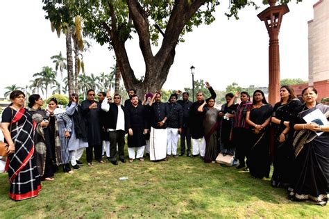 Oppn Mps Are Dressed In Black To Protest Bjp Govts Failures In Manipur