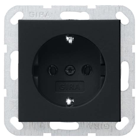 Розетка с заземлением Gira System 55, черный матовый 0188005 - купить ...