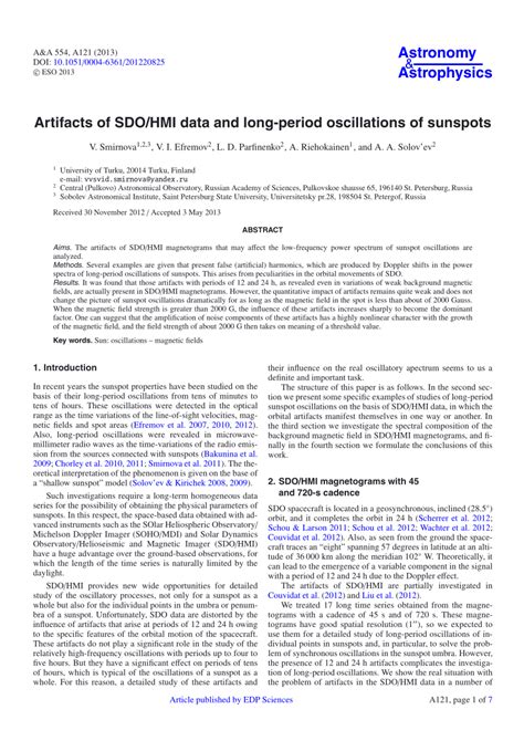 Pdf Artifacts Of Sdohmi Data And Long Period Oscillations Of Sunspots