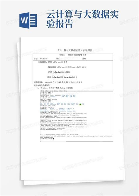 云计算与大数据实验报告word模板下载编号qyenoxyz熊猫办公