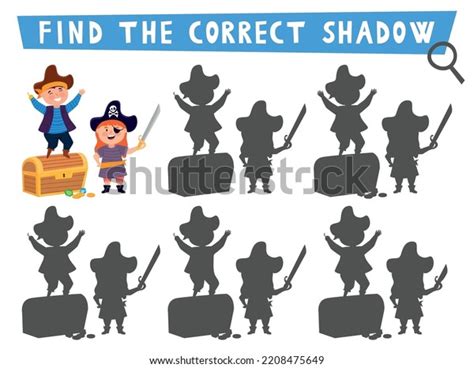 해적 그림자 일치 작업 보물섬 사냥은 스톡 벡터로열티 프리 2208475649 Shutterstock