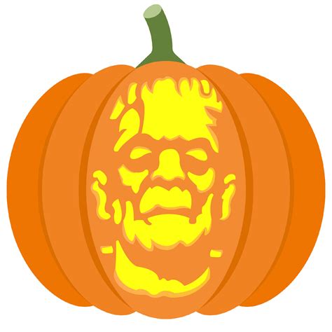Frankenstein Head Pumpkin Stencil Free Printable Papercraft Templates