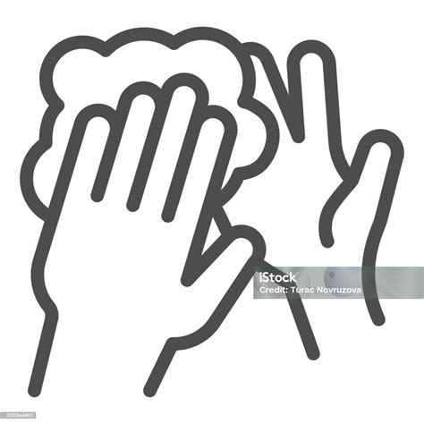 手洗與肥皂泡沫線圖示保持雙手清潔符號 在白色背景上勾勒出樣式象形圖衛生 以防止冠狀病毒標誌的移動概念和網路設計向量圖形向量圖形及更多2019
