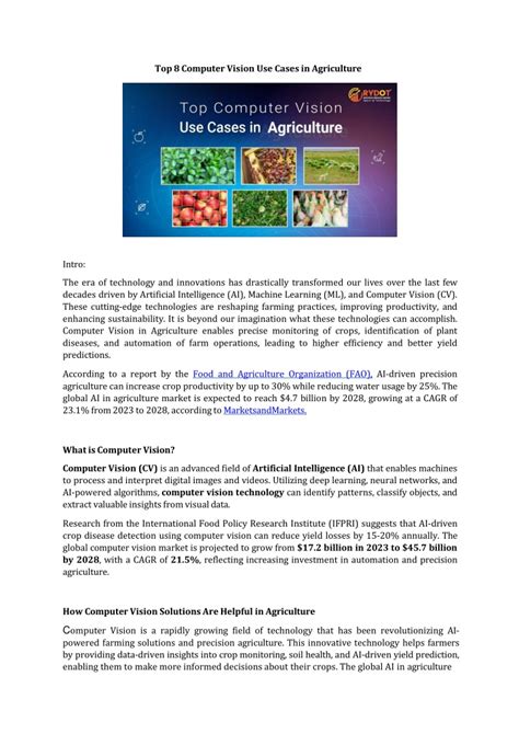 ppt top 8 computer vision use cases in agriculture powerpoint