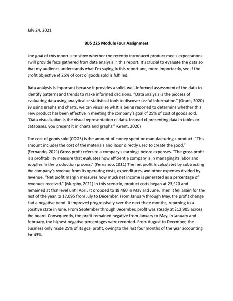 Bus225 Module Four Assignment July 24 2021 Bus 225 Module Four