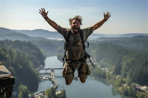 Premium Ai Image Bungee Jumping Jumping From A Height While Attached
