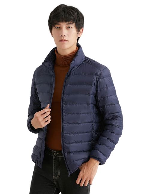Wenseny Mens Stand Up Collar Padded Puffer Jacket Thermal Lightweight