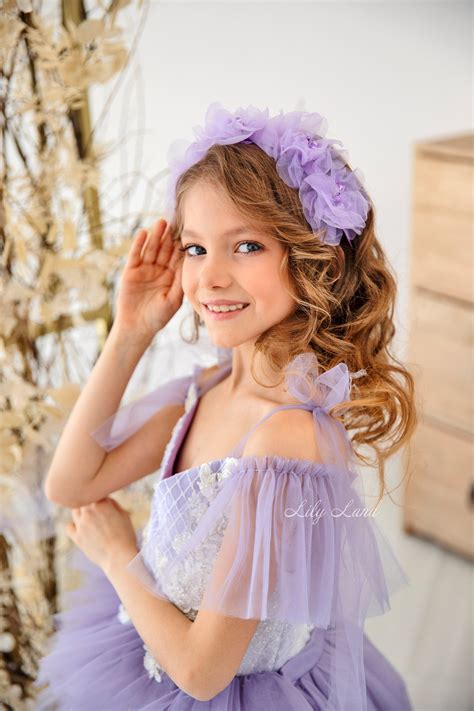 Lilac Flower Girl Dress Birthday Party Girl Dress Dress With Etsy