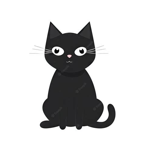 Dibujos Animados Minimalistas De Un Lindo Gato Negro Sobre Un Fondo