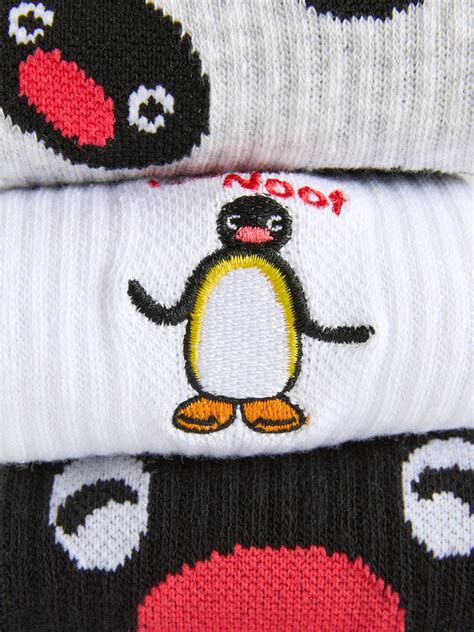 Womens White 3pk Pingu Crew Socks Primark