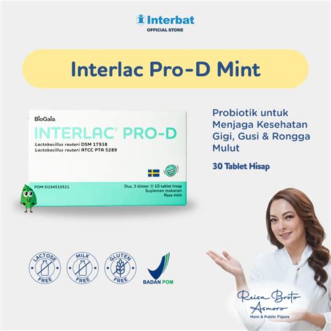 Jual Interlac Pro D Tablet Hisap Mint 3 Strip 10 Tablet Probiotik
