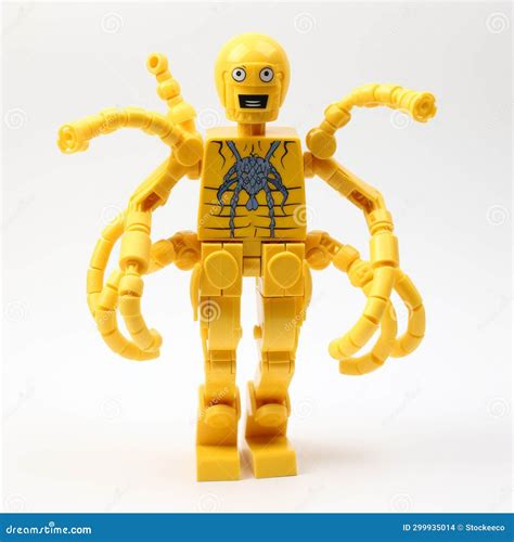 Yellow Lego Spider Figure With Monochromatic Chaos And Realistic