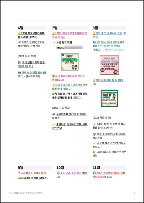 🧡2022 학교생활기록부 업무 월별 정리 파일 공유 🧡 2023학년도 업무 분장 발표🌳 구리남양주교육청 학교생활기록부
