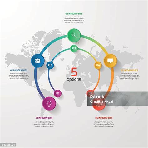 Templat Infografis Lingkaran Vektor Dengan 5 Opsi Bagian Langkah