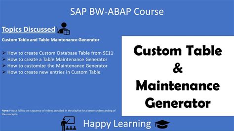13 Custom Table And Maintenance Generator Youtube