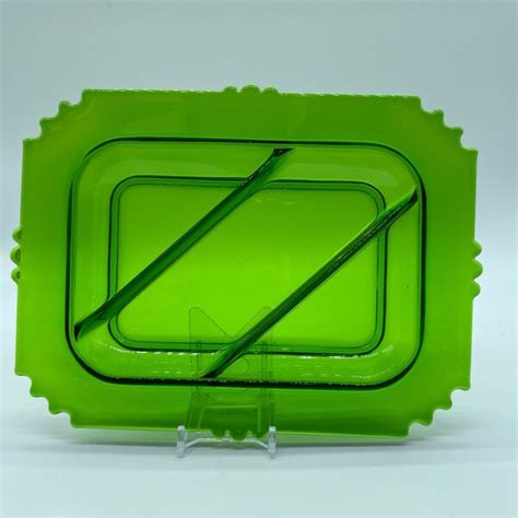 Green Depression Glass Relish Tray Etsy