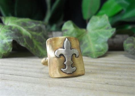 Solid Brass And Silver Fleur Dis Lis Ring By Lionartdesigns Monogram
