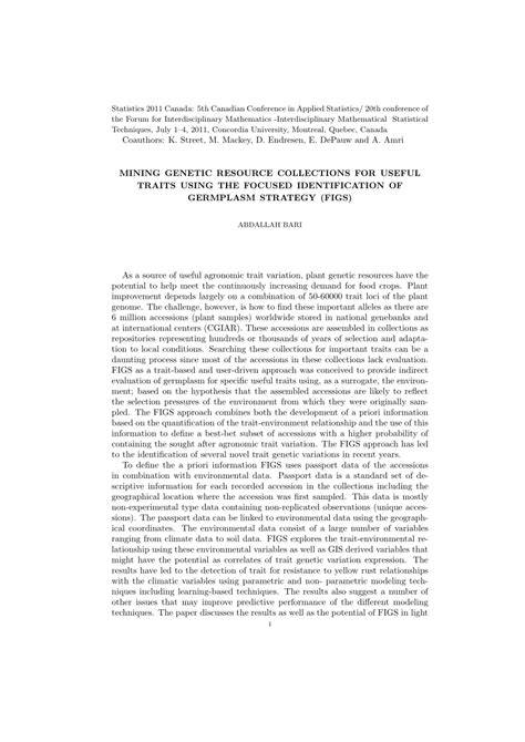 Pdf Mining Genetic Resource Collections For Useful Traits Using The Focused Identification Of