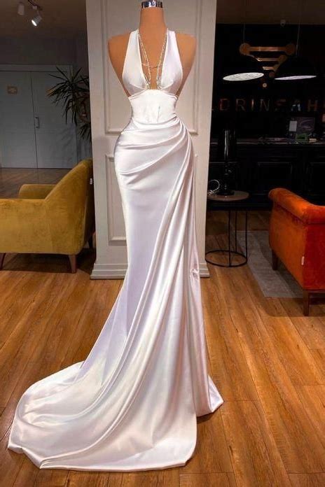 Miabel Halter Elegant V Neck Mermaid Prom Dress