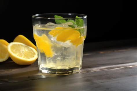 Premium Ai Image Refreshing Glass Of Lemonade With Ice Cubes And