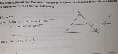 Theorem 5the Midline Theorem The Segment That Joins The Midpoints Of
