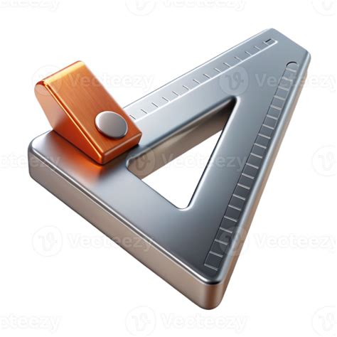 3d Render Metallic Triangle Ruler Illustration 53921011 Png
