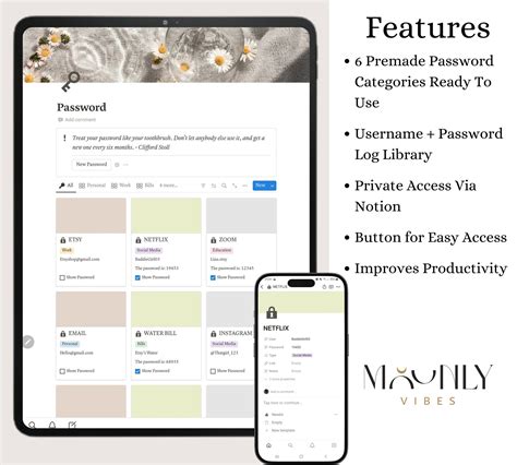 password tracker organizer notion template password manager book log in