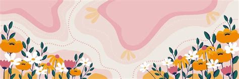 Fondo De Baner De Flores Con Garabatos Vector Premium