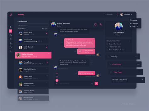 Customer Messaging Web App Dark Version Web App Ui Design Massage App Web Design