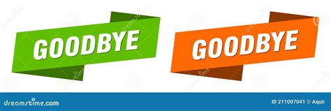 Goodbye Banner Goodbye Ribbon Label Sign Set Stock Vector Illustration Of Insignia Flat
