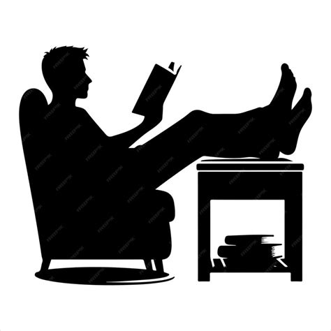 Silhouette Of A Person Reading A Book Black Color Vector Premium Ai