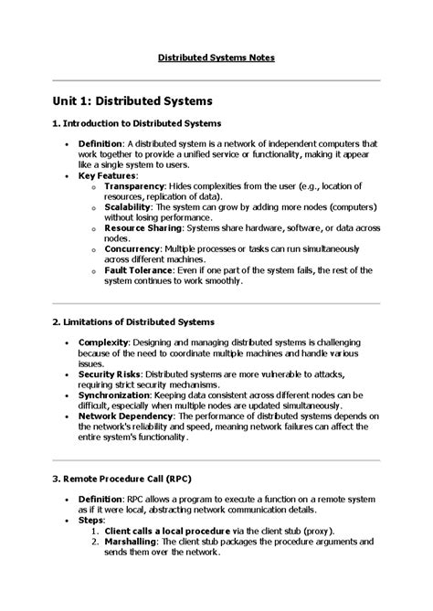 Distributed Systems Notes Unit 1 Overview And Key Concepts Studocu