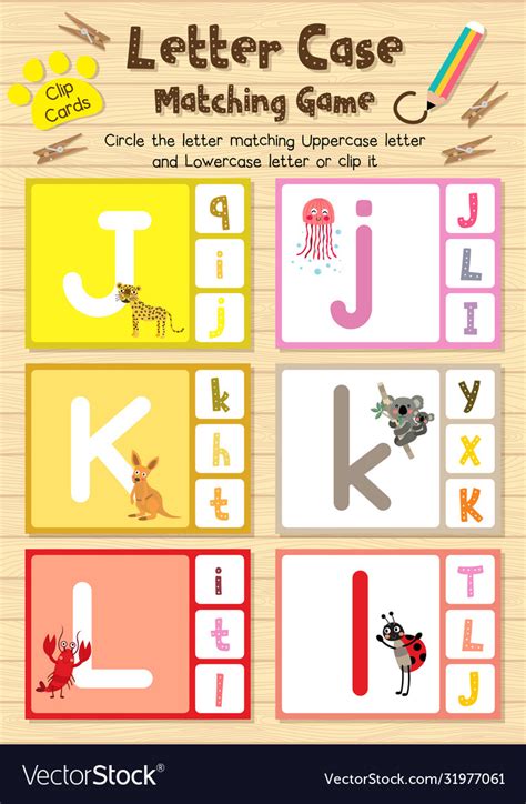 Worksheet Matching Letter Case Jkl Royalty Free Vector Image