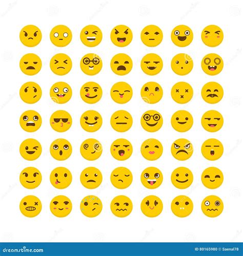 Conjunto De Emoticons Avatars Iconos Lindos Del Emoji Caras Divertidas